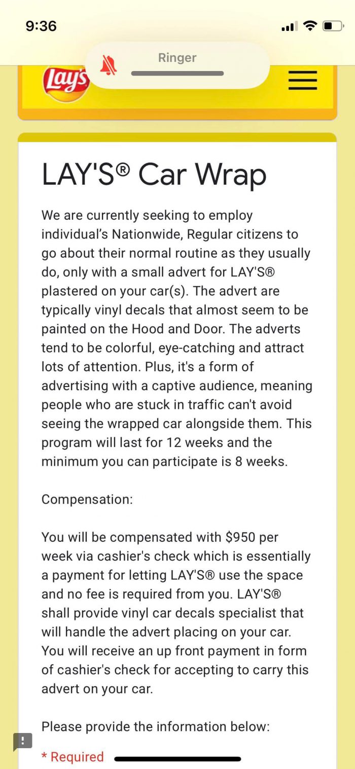 [Scam Alert] Lay’s Car Wrap Scam | Trend Micro News