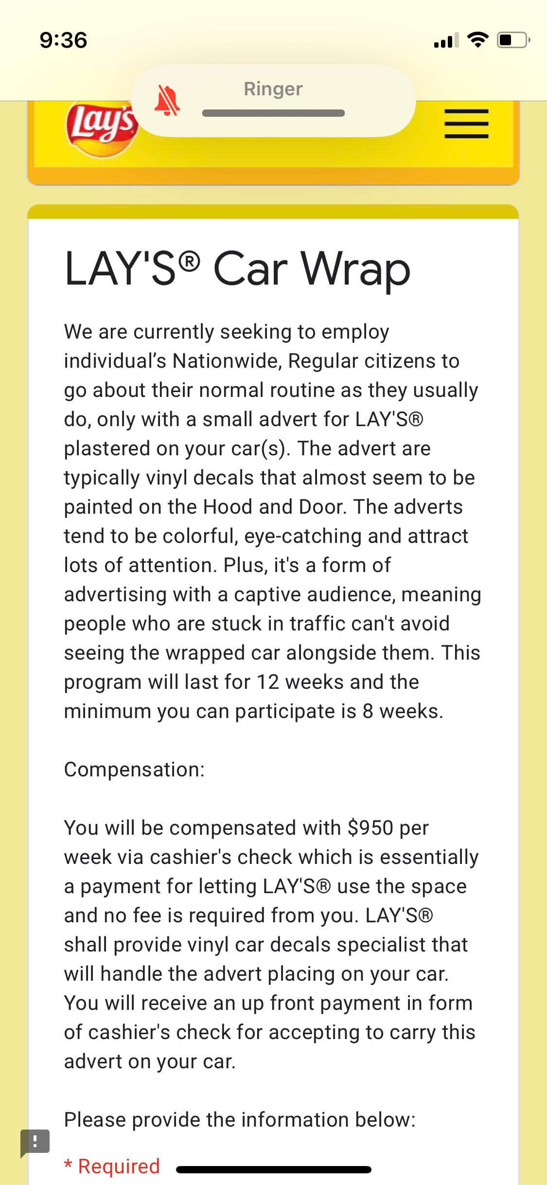 [Scam Alert] Lay’s Car Wrap Scam | Trend Micro News