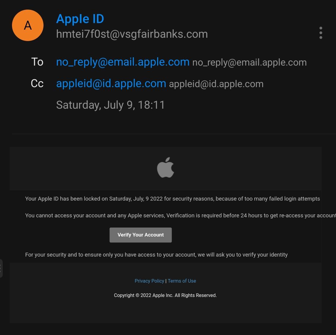 Apple ID Phishing Scams: Code / Password Reset Email & Fake Security ...