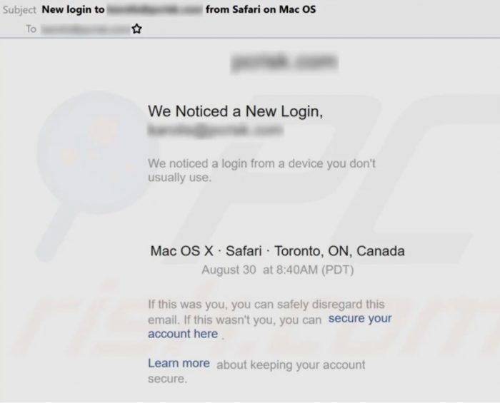 Unauthorized Log-in Attempt Notification Email | TrendLife Blog