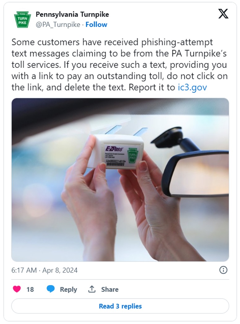 Pennsylvania (PA) Turnpike Toll Scam | Trend Micro News