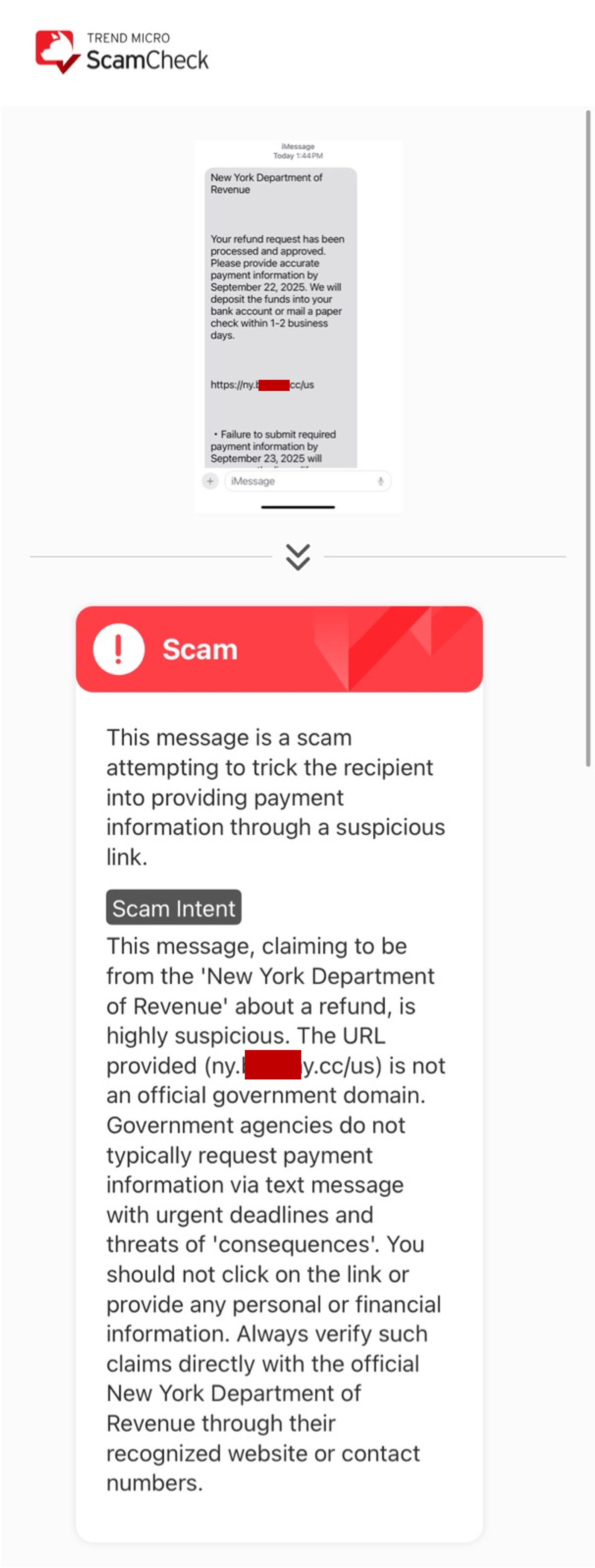 New York Department of Revenue Scam Texts | TrendLife Blog